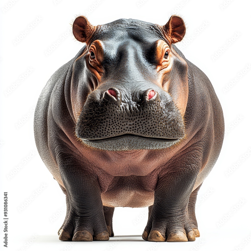 Portrait of a hippopotamus full body standing fron 470 hippopotamus ...