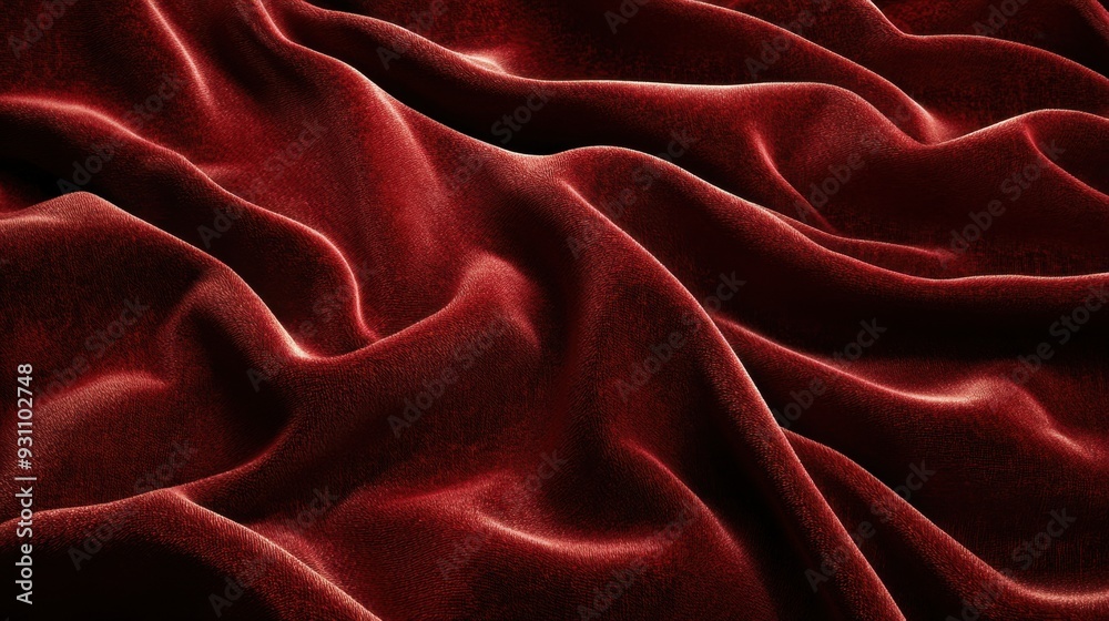 Lush red velvet texture filling the entire frame, rich and inviting ...
