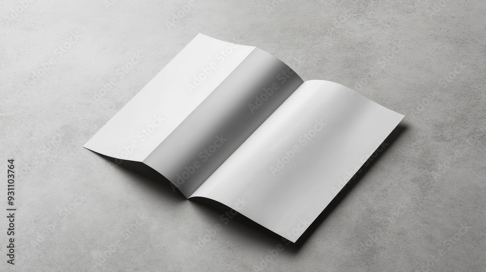 Elegant bifold brochure mockup laid flat, with crisp folds and smooth ...