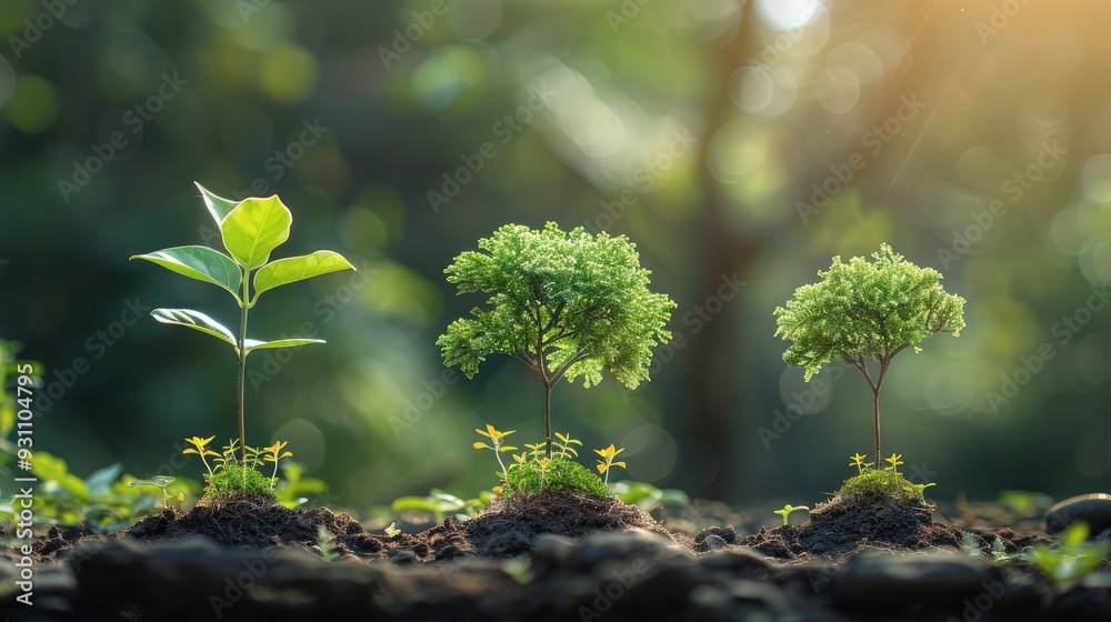 A diagram of the three steps of tree growth, labeling each stage with ...