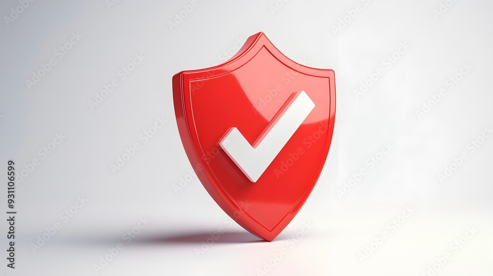 ภาพประกอบสต็อก cartoon 3d Icon safety shield check mark perspective ...