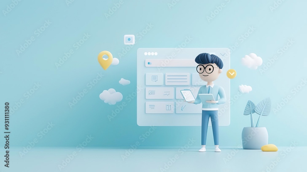 An interactive 3D model of a user conducting an advanced search ...