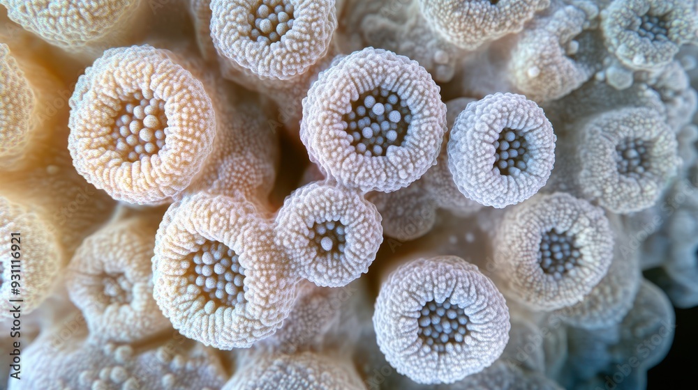 Staphylococcus aureus, Cluster of spherical bacteria magnified under a ...