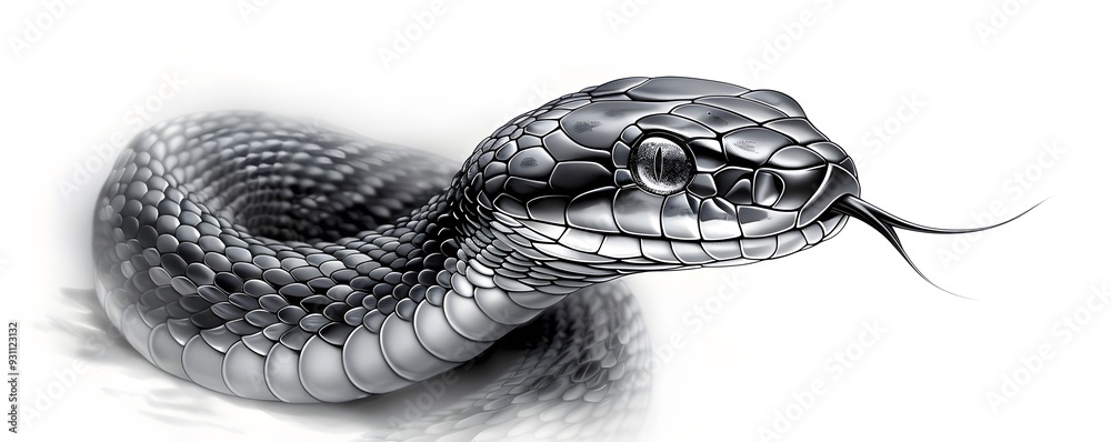 Naga half-human, half-snake form suggested by curved lines. minimalist ...