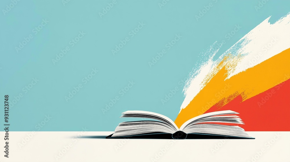 Open Book & Color Splash - Art. Vibrant open book with a dynamic color ...