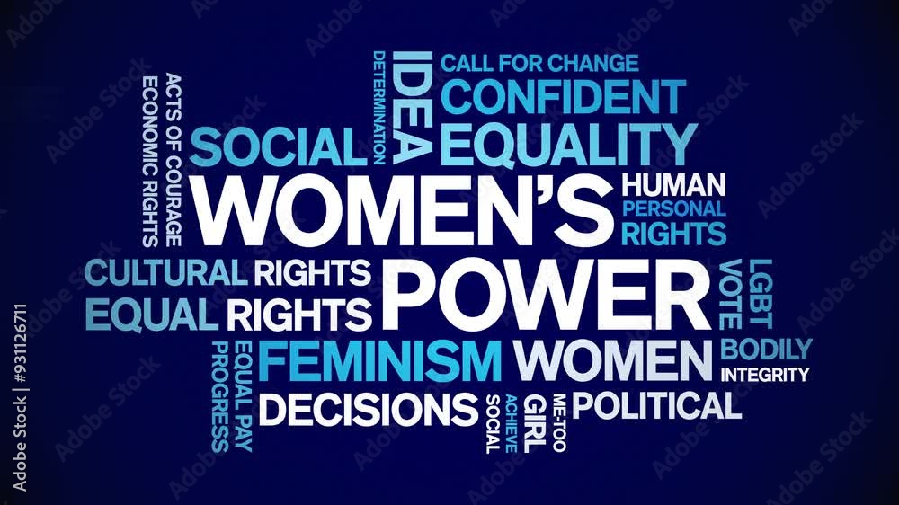 Women's Power animated word cloud;text design animation tag kinetic ...