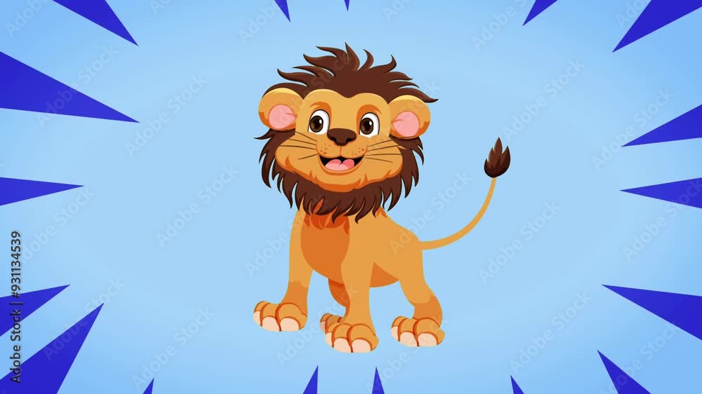 animated Lion moving head moving tail eyes blinking a cute cartoon Lion ...