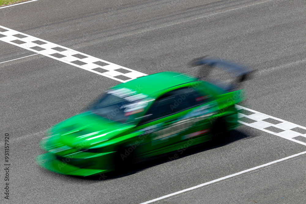 Motion blur race car racing on speed track, Car race on the ...
