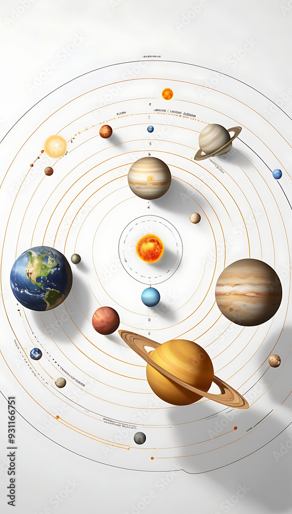 Illustration of a Solar System Model with Planets Orbiting Around a ...