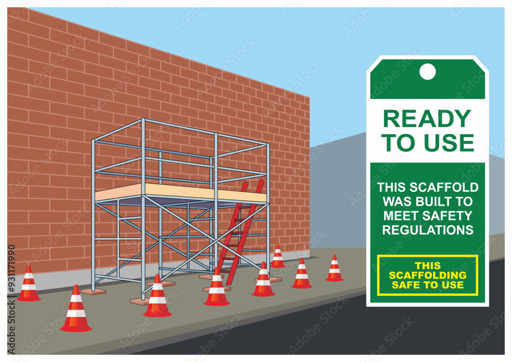 Póster Vector illustration of completed and proper scaffolding ...