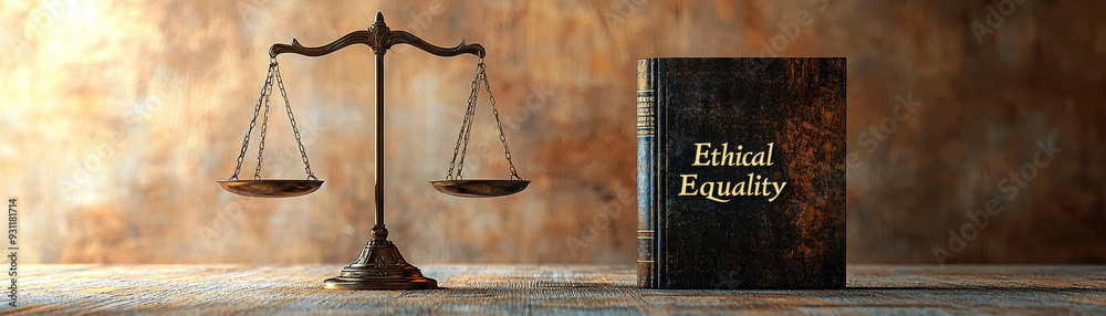 A balanced scale symbolizes justice next to book titled Ethical ...