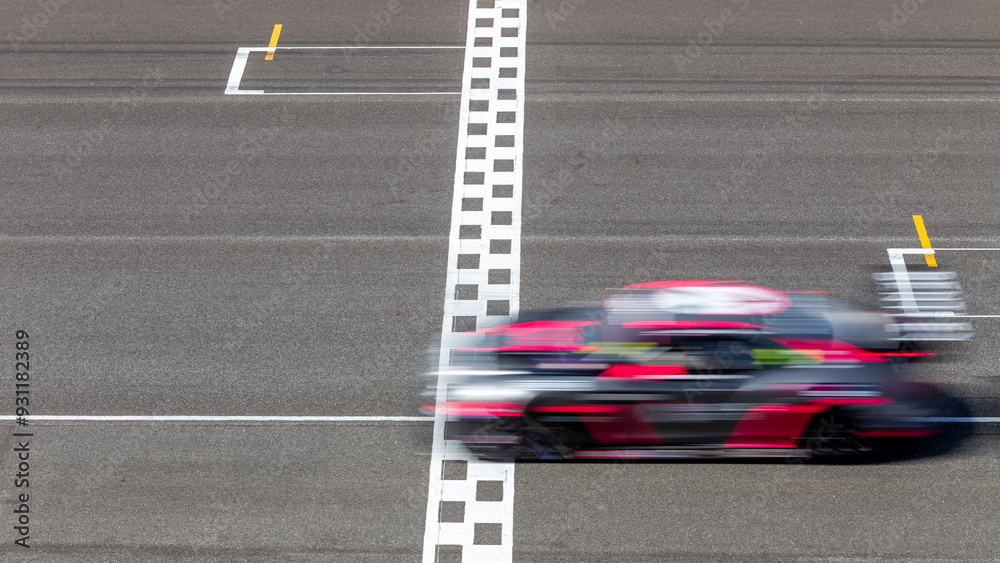 Motion blur race car racing on speed track, Car race on the ...