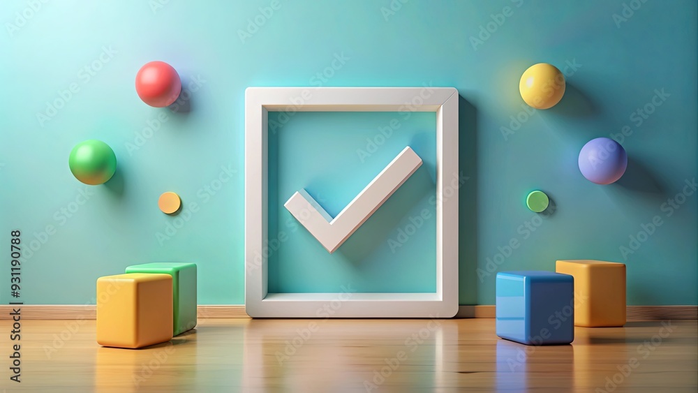 Playful icons of checkmarks in a scene, checkmark,playful, fun ... Playful icons of checkmarks in a scene, checkmark,playful, fun ...