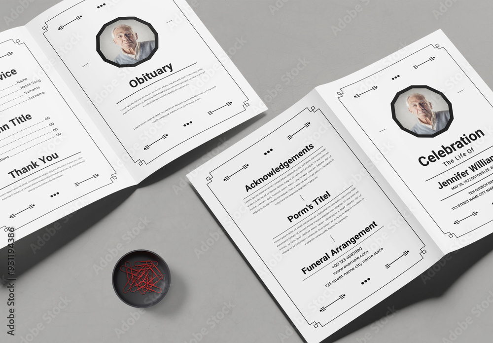 Funeral Program Layout Template Stock Template | Adobe Stock