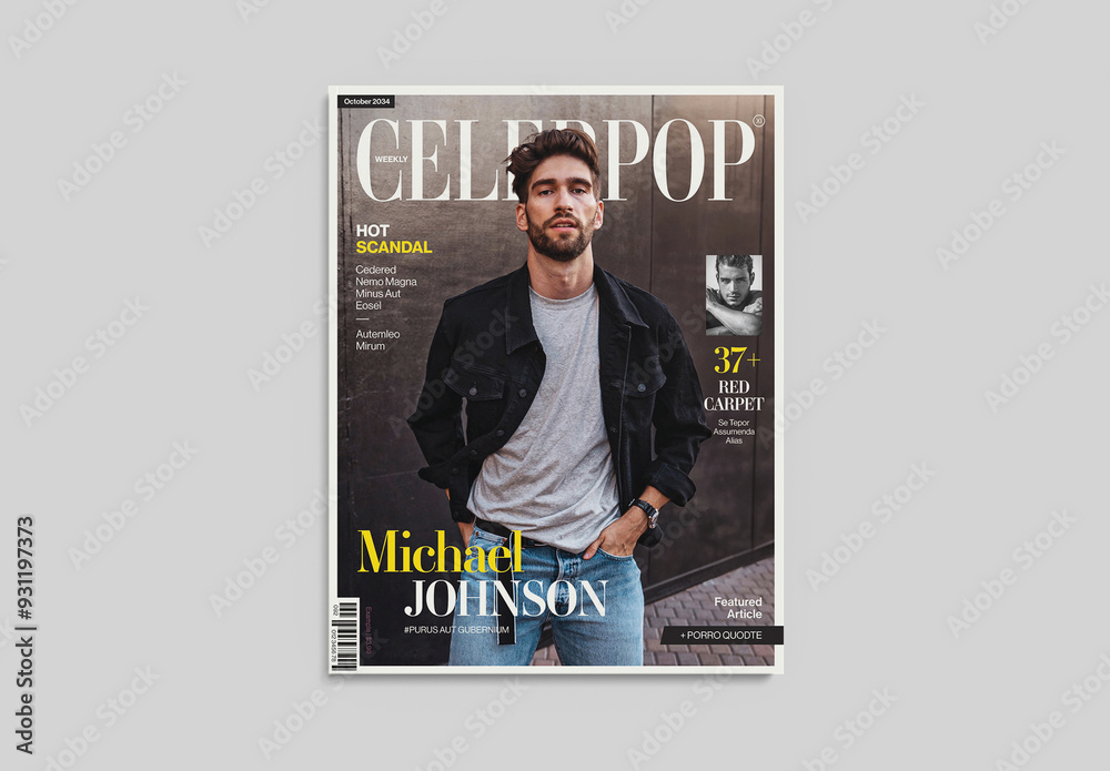 Mens Fashion Magazine Cover Layout Stock Template | Adobe Stock