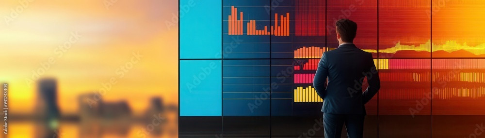 Pixel CEO giving a presentation with pixel charts, pixel business ...
