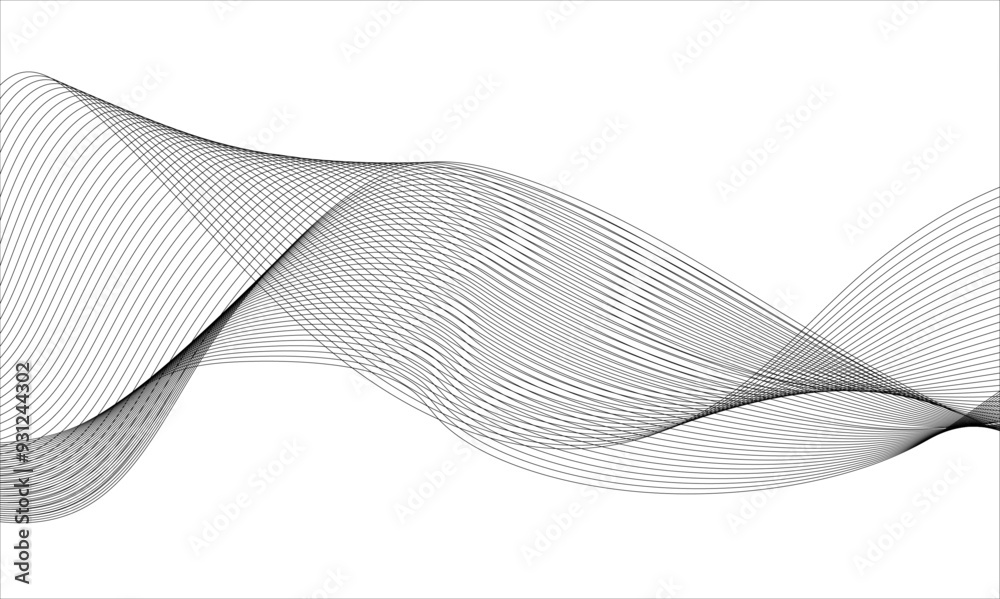Abstract grey smooth element wavy modern curve lines on transparent ...