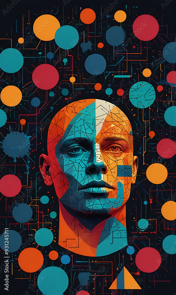 An abstract illustration of cognitive load with representations of ...