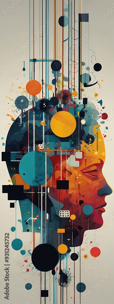 An abstract illustration of cognitive load with representations of ...