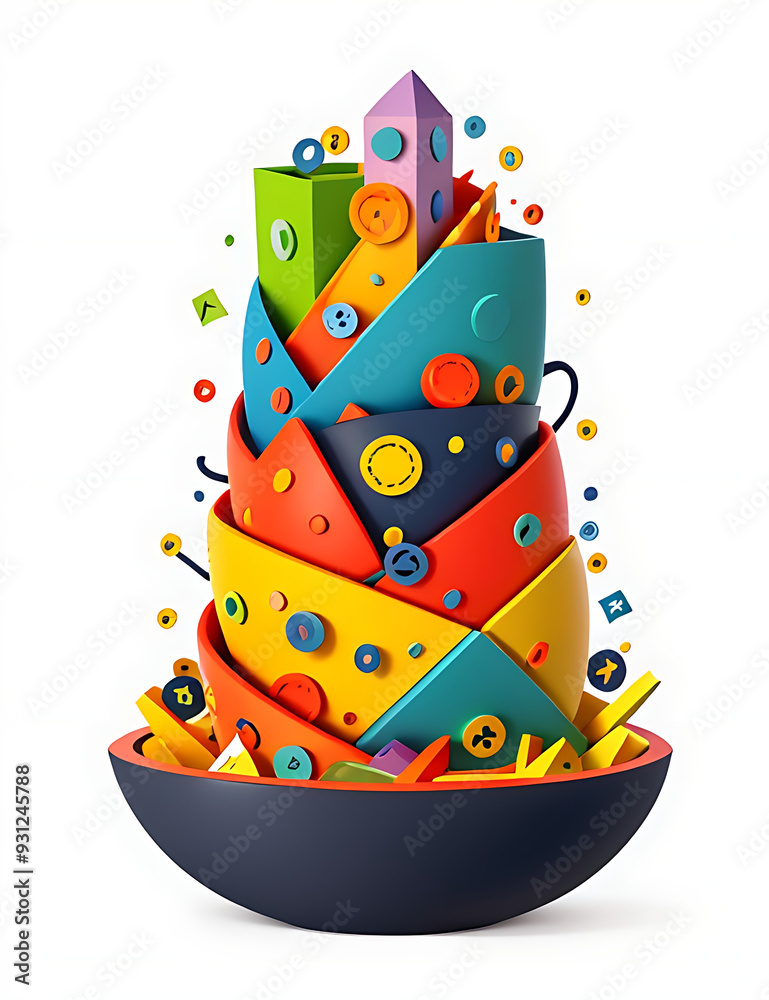 An abstract illustration of cognitive load with representations of ...