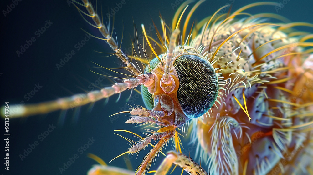 Detailed view of a mosquito's proboscis, highlighting the tiny hairs ...
