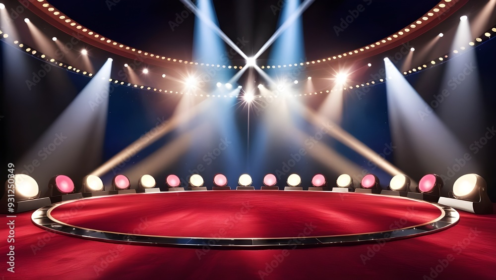 Spotlight on the Red Carpet round stage with Stage Lighting , created ...