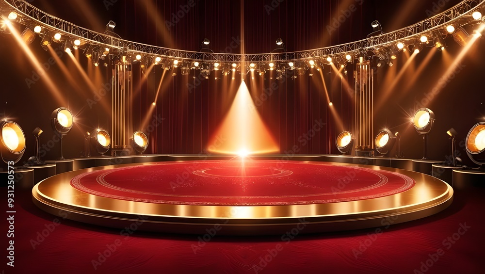 Spotlight on the Red Carpet round stage with Stage Lighting , created ...
