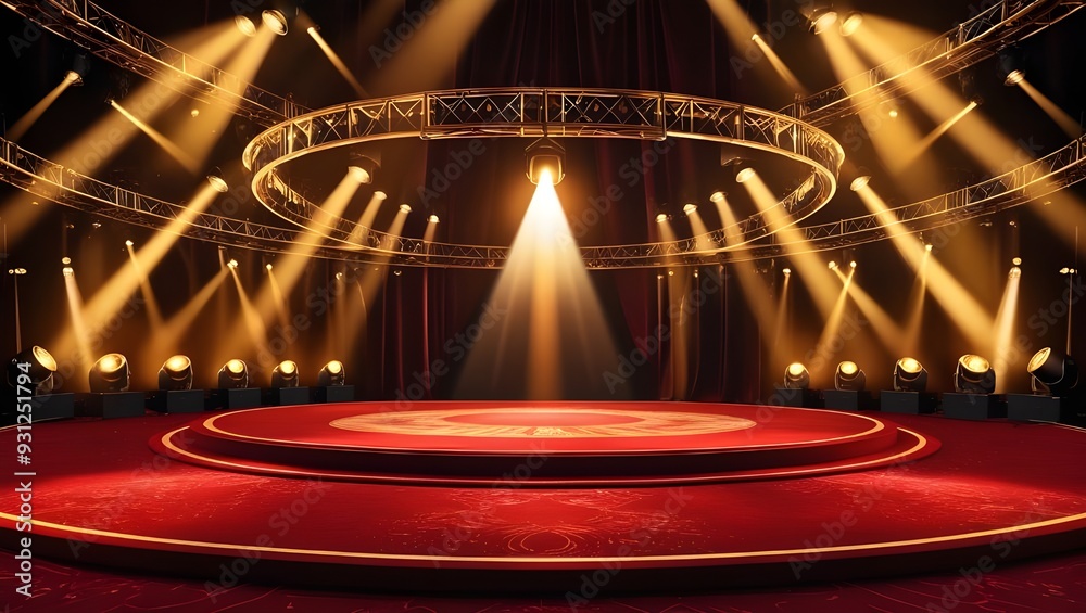 Spotlight on the Red Carpet round stage with Stage Lighting , created ...