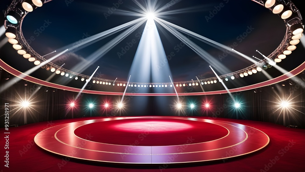Spotlight on the Red Carpet round stage with Stage Lighting , created ...