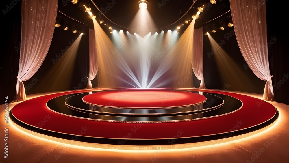 Spotlight on the Red Carpet round stage with Stage Lighting , created ...