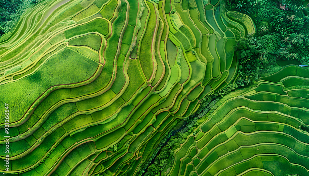 Organic texture - Rice terraces in Mu Cang Chai in Vietnam. Green ...
