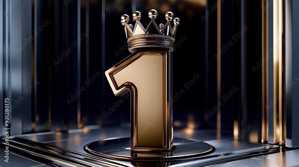 Gold Number 1 with Crown for Champion or Winner, Golden King Crown ...