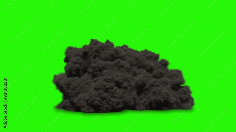 thick smoke column, highly polluting from a fire caused by a disaster ...