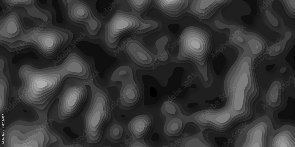 3D Stylized topographic contour map. Abstract lines or wavy backdrop ...