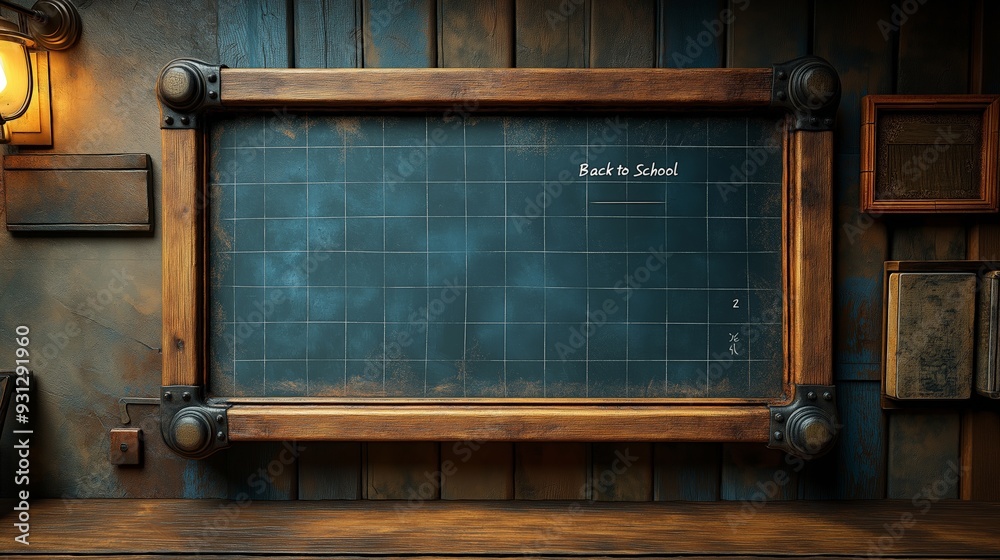 Retro-Inspired Classroom Chalkboard with Rustic Wooden Frame and 'Back ...