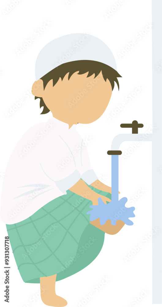 Muslim Boy Ablution Wudhu Step by Step Illustration Stock Vector ...