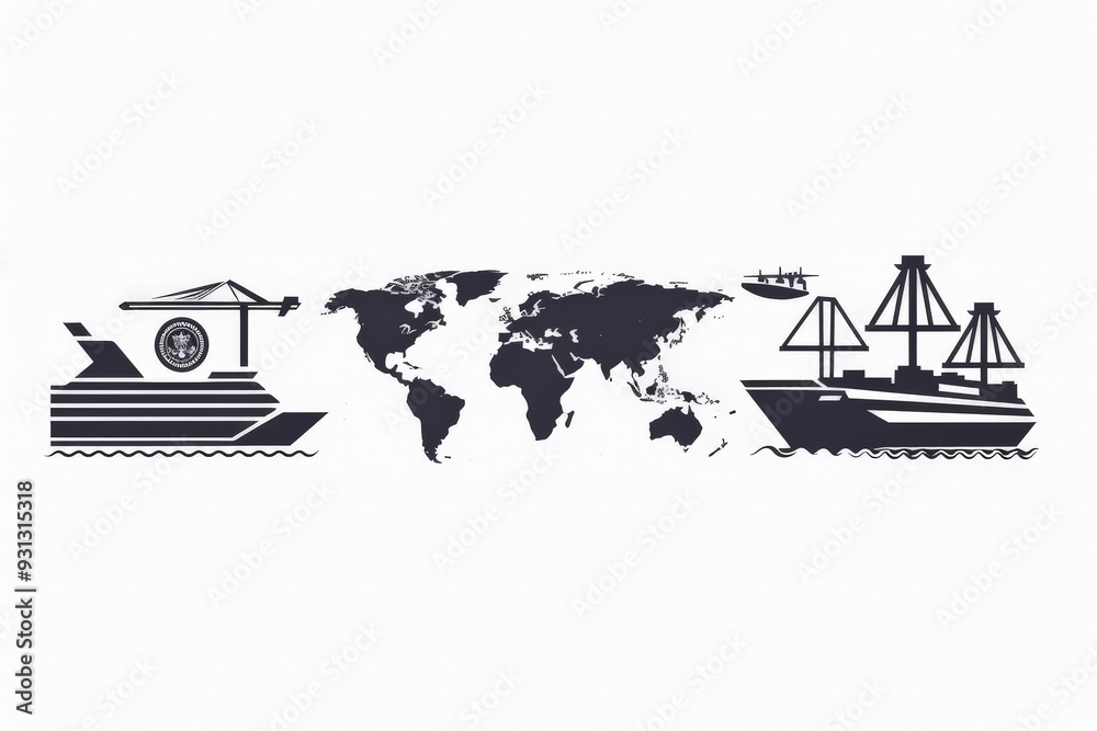 Set of global transport emblem logo design with black global transport ...
