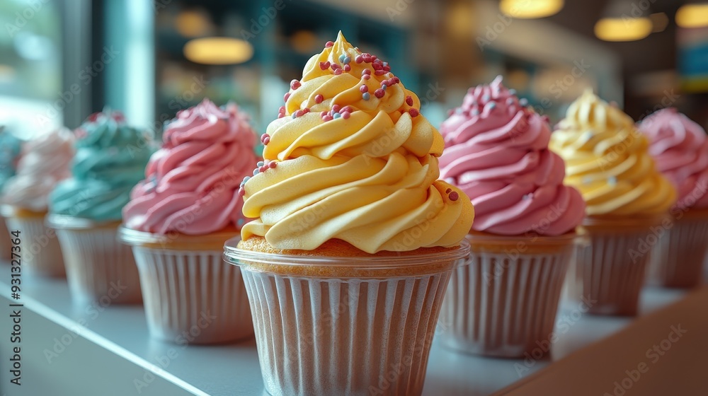 8K Real Photograph of Colorful Cupcakes with Red, Yellow, and Green ...