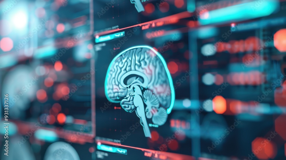 Futuristic Digital Interface for Advanced Medical Diagnostics, featuring holographic data ...