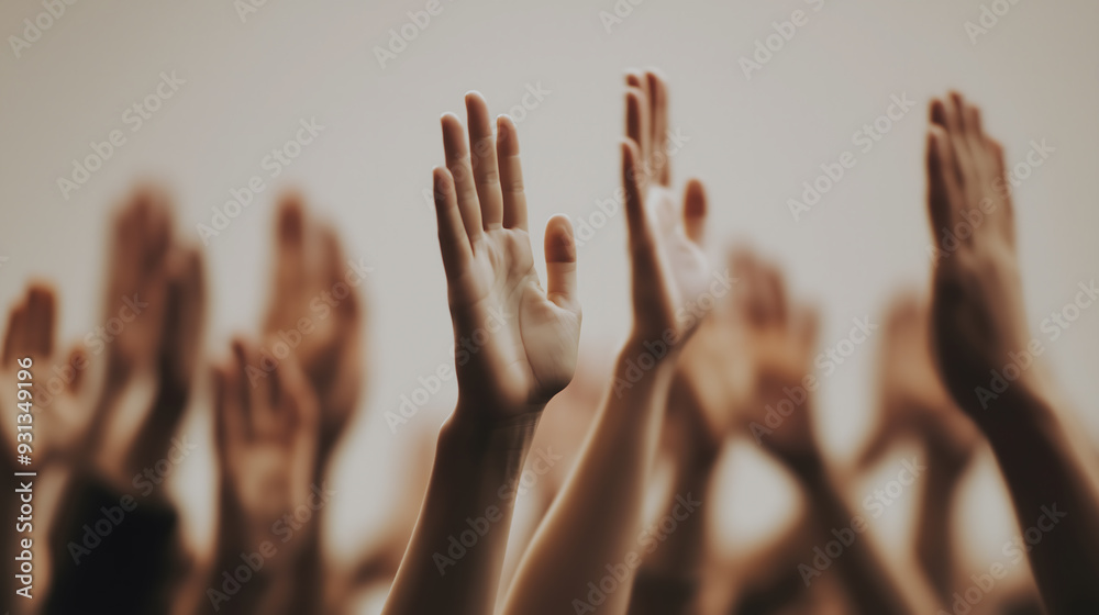 Hands Raised in Prayer: A Symbol of Praise and Worship. The image captures the moment of ...