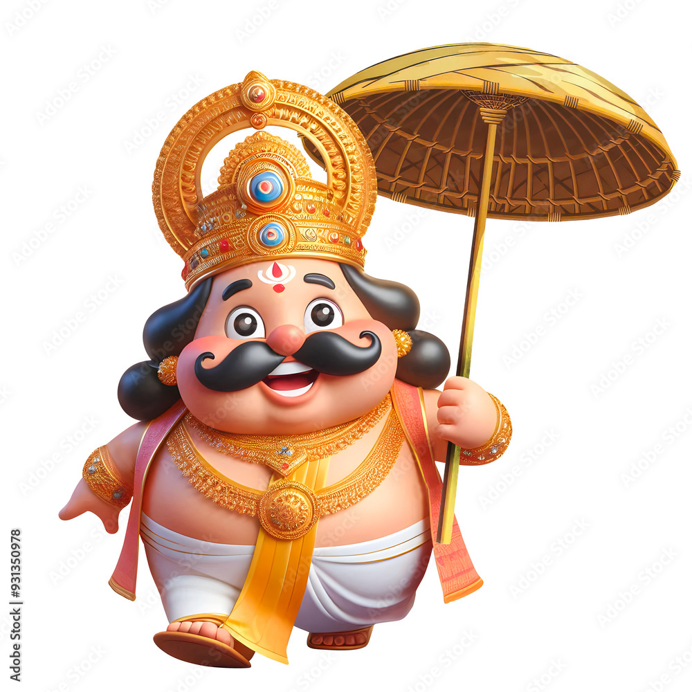 3D illustration of King Mahabali, a mythological character, Onam ...