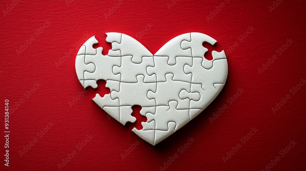 A minimalist digital illustration of a white jigsaw puzzle piece shaped ...