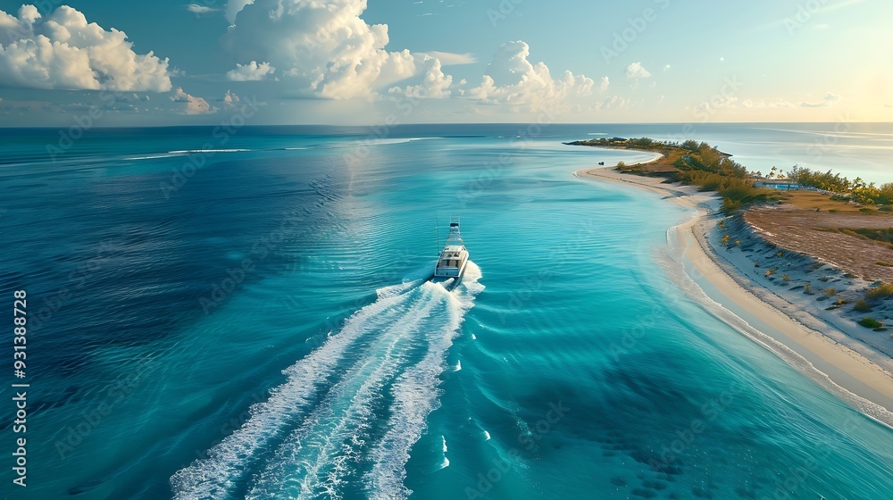 aerial view of wake boat and catamaran sailing on award winning grace ...