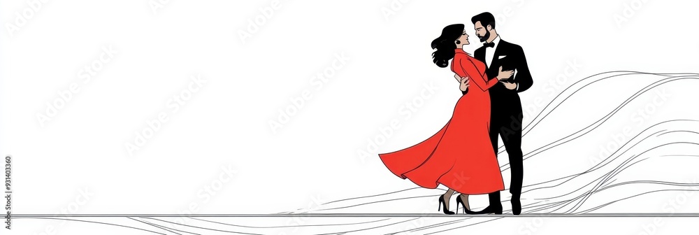 World Tango Day. Flat Illustration. Tango dancing couple on a white ...