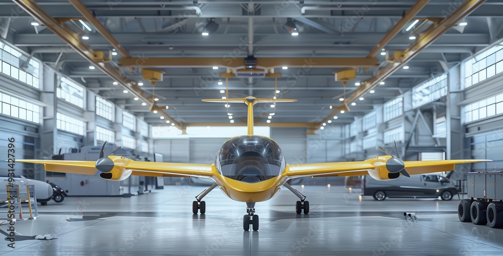 Vertical takeoff aircraft assembly line, urban air mobility, Stock ...