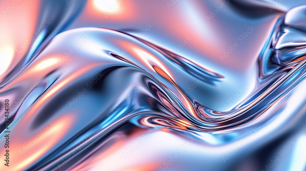 Abstract liquid chrome colors blending seamlessly with bright ...