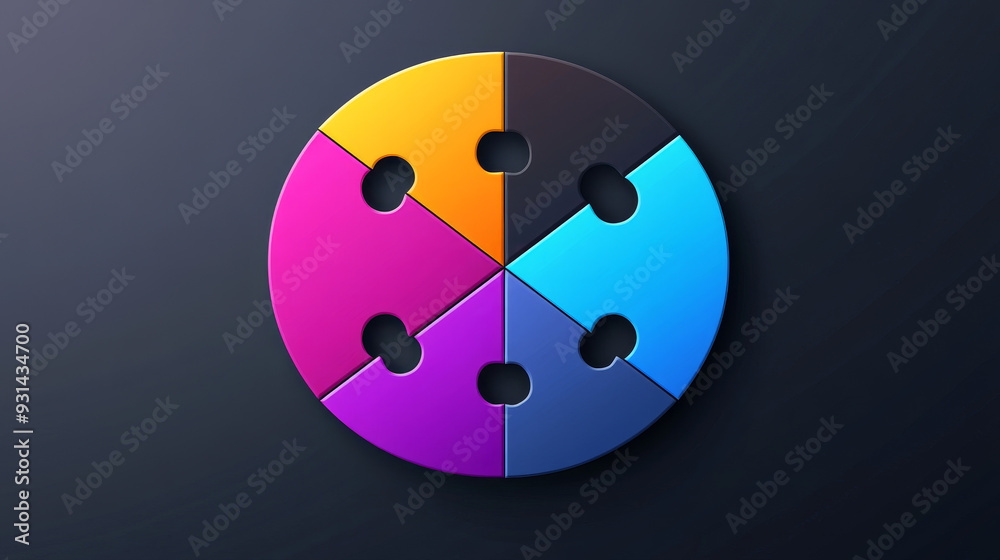 A vector infographic template featuring a circular puzzle design with ...