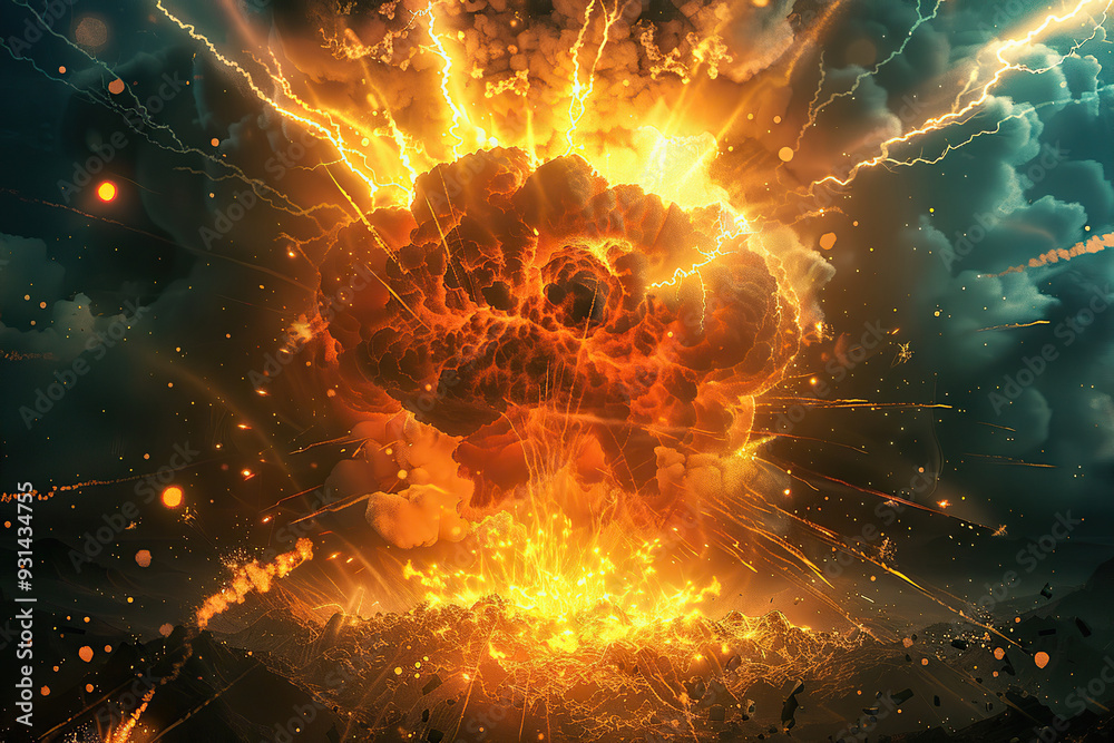 Generative ai on theme of scary nuclear explosion in outdoor, mushroom ...