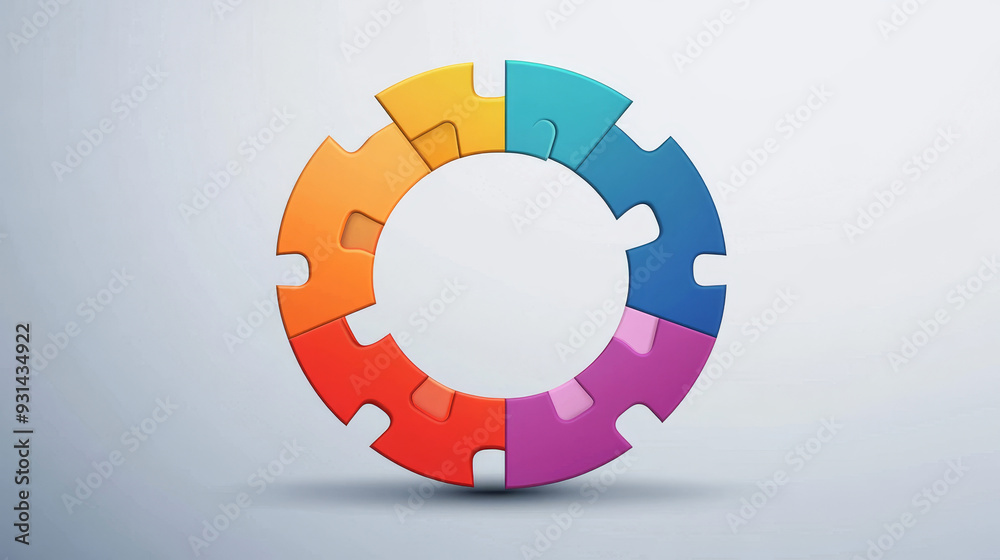 A vector infographic template featuring a circular puzzle design with ...