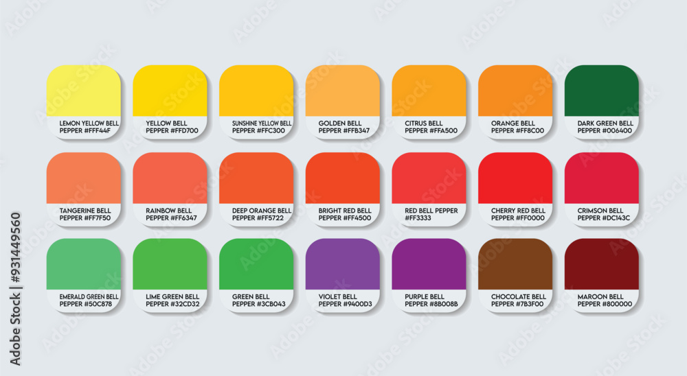 Bell Pepper Color Palette, Bell Pepper Color Guide Palette with Color ...